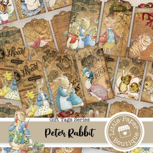 Peter Rabbit by Beatrix Potter Digital Gift Tags Printable, Vintage ...