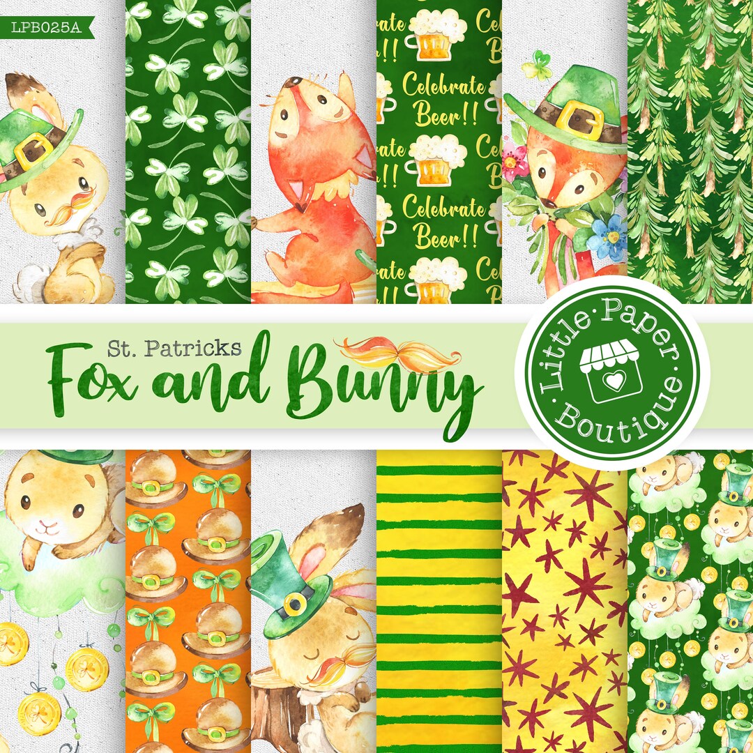 Watercolor St. Patrick's Day Digital Paper, Ireland Digital Paper ...