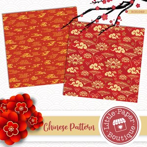 SEAMLESS Vintage Chinese Dragon Art Digital Paper Pack. Red & Gold ...