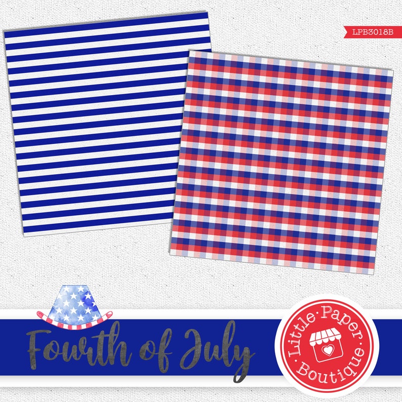 Red White and Blue Floral Digital Paper USA American - Etsy