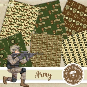 US Army Digital Paper, Army Theme Scrapbook, Military Scrapbook ...