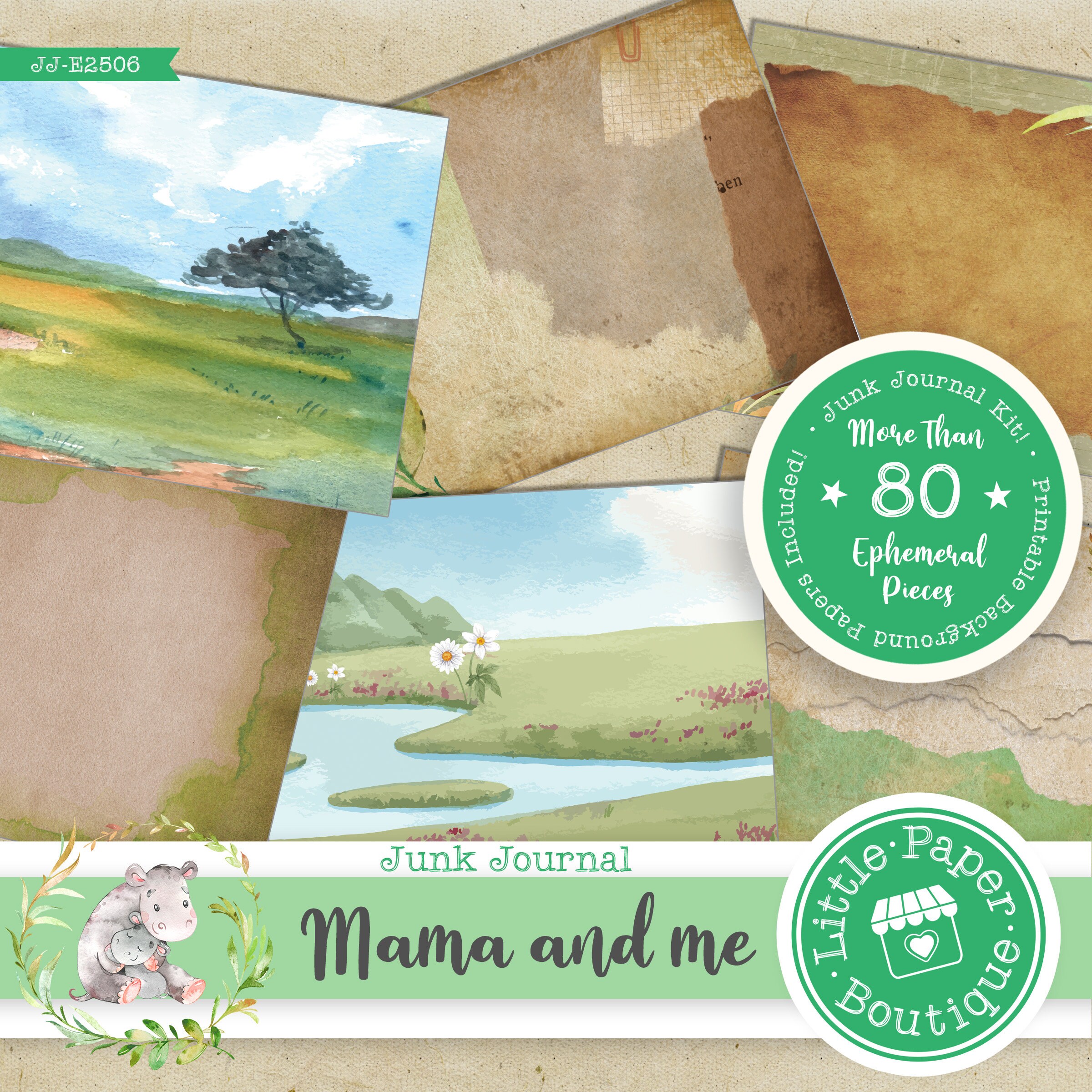 African Safari Animals Giraffe Digital Junk Journal Kit FULL - Etsy