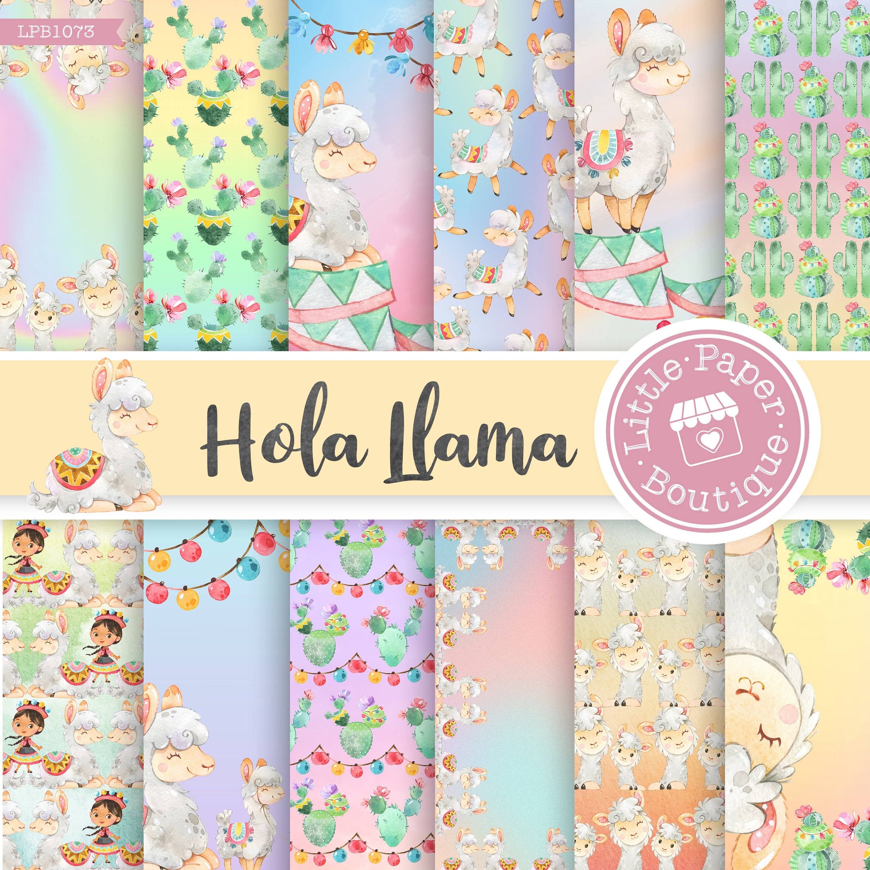 Llama Clipart Llama Digital Paper Llama Scrapbook Papers - Etsy México