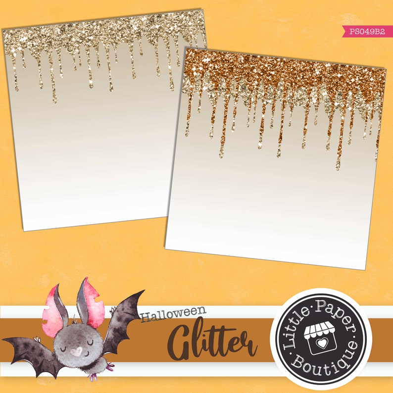 Halloween Dripping Glitter Digital Paper, Glitter Backgrounds, Glitter ...