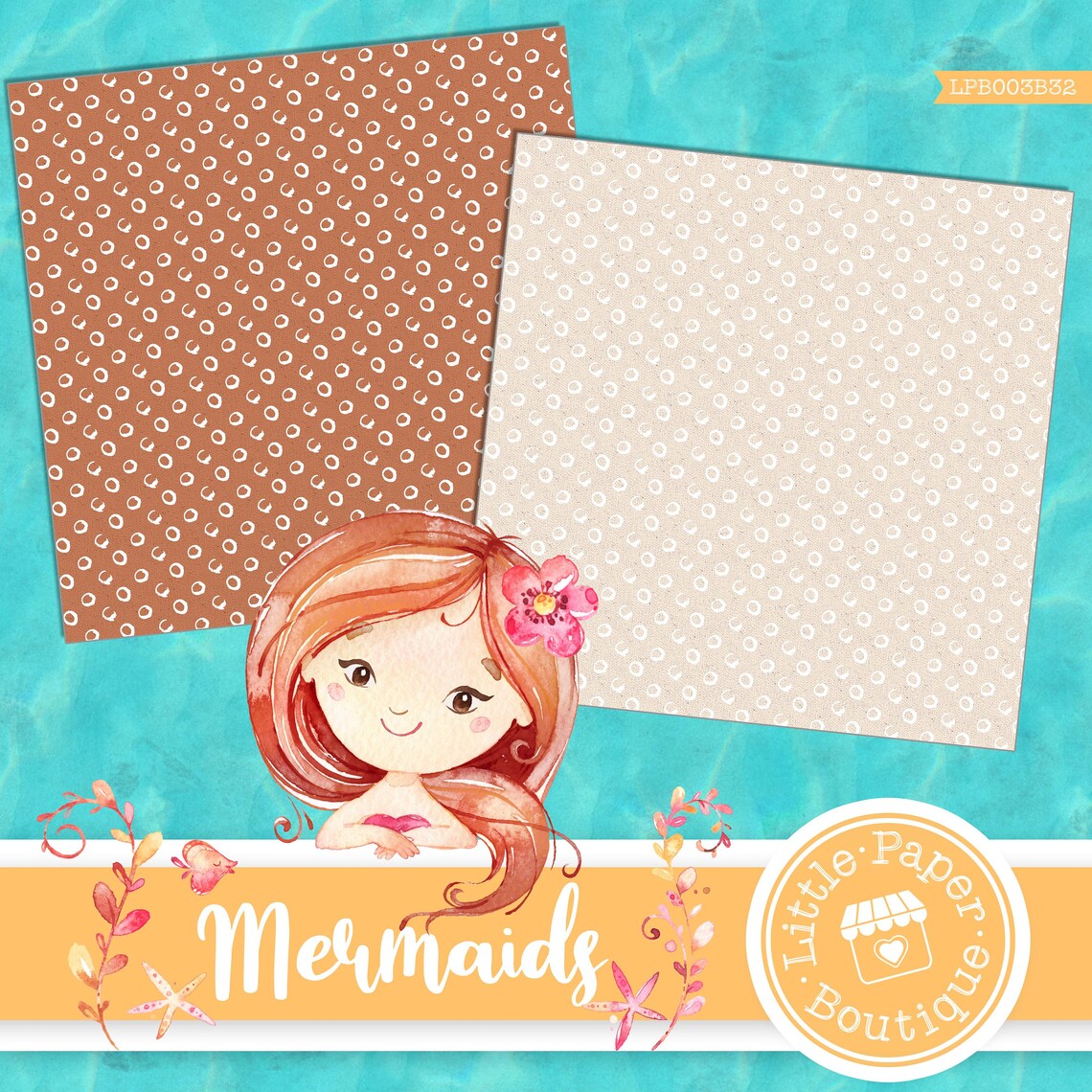 The Little Mermaid Digital Paper Princess Ariel Scrapbook | Etsy