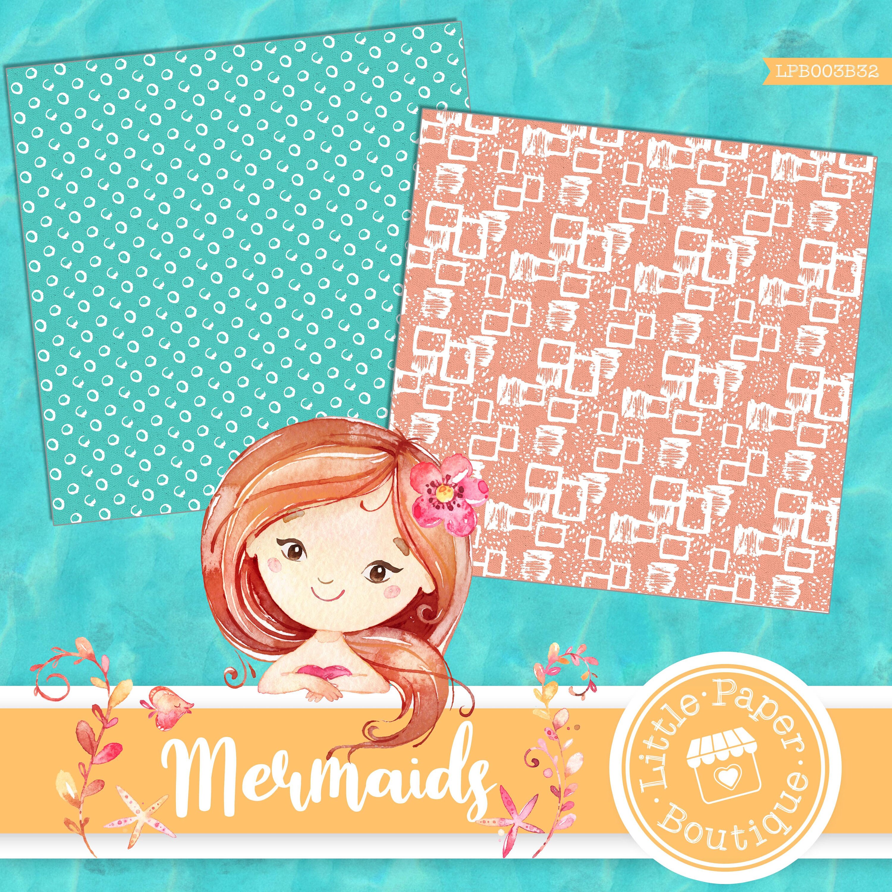 The Little Mermaid Digital Paper Princess Ariel Scrapbook - Etsy