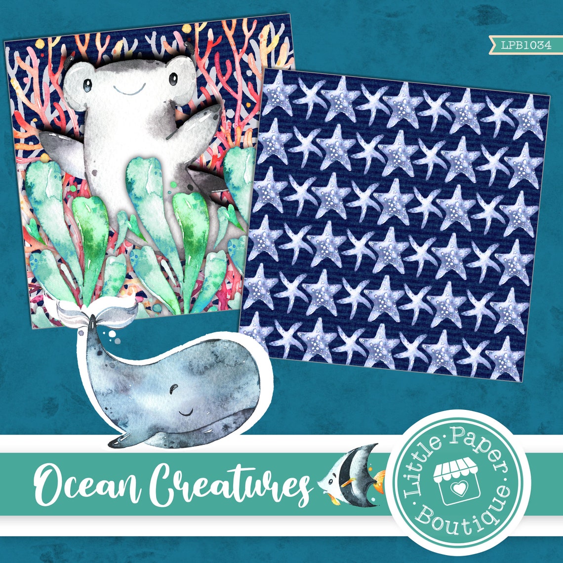 Sea Animals Digital Paper Setunder the Sea Digital Paper - Etsy