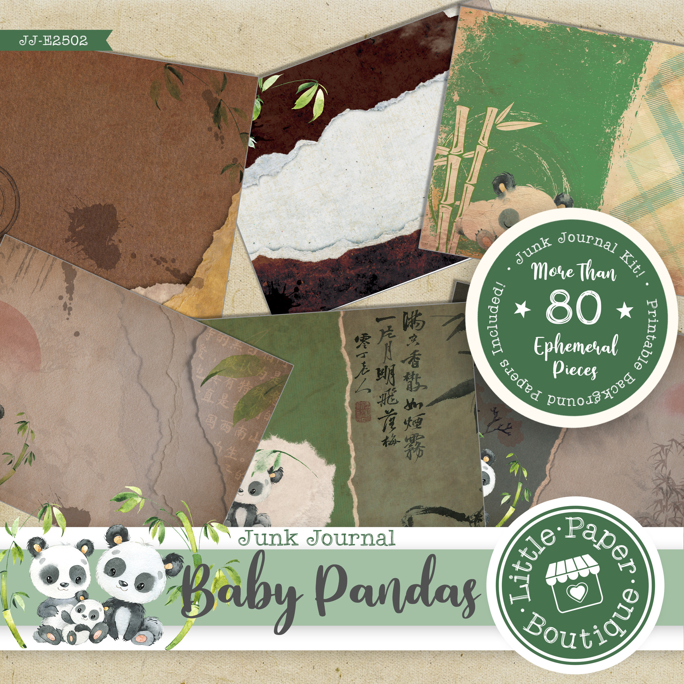 Cute Panda Family Junk Journal Kit FULL KIT Panda Bamboo - Etsy