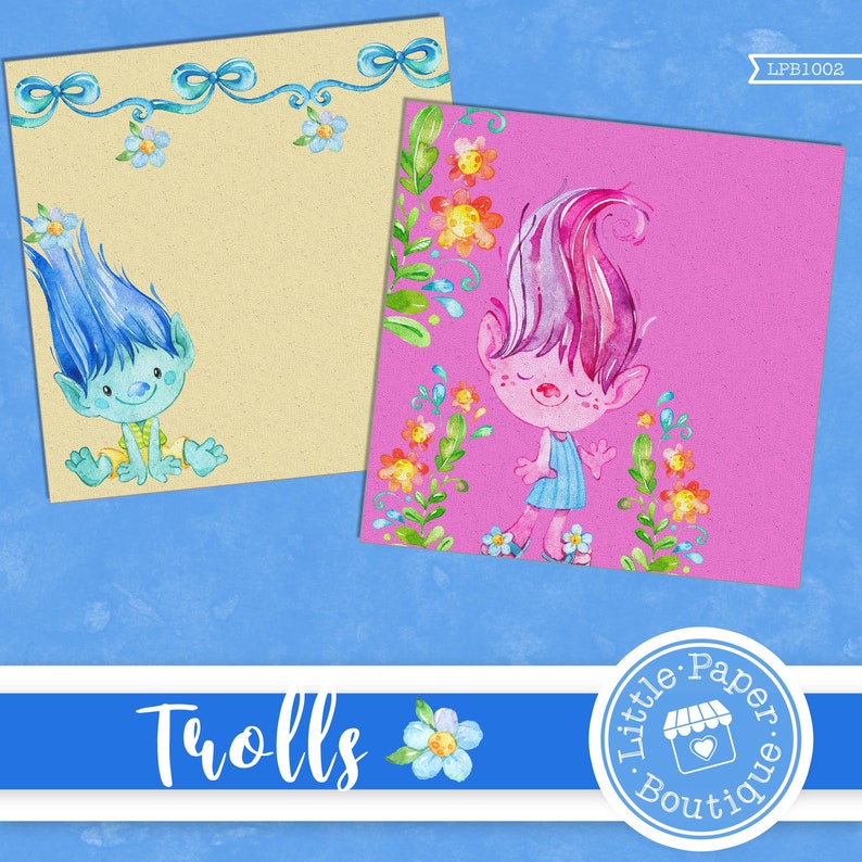 Trolls Digital Paper Trolls Party Trolls Paper Supplies - Etsy