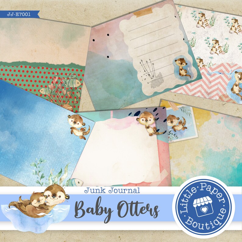 Sea Otters Family Digital Junk Journal Kit (FULL KIT) With Scrapbook ...