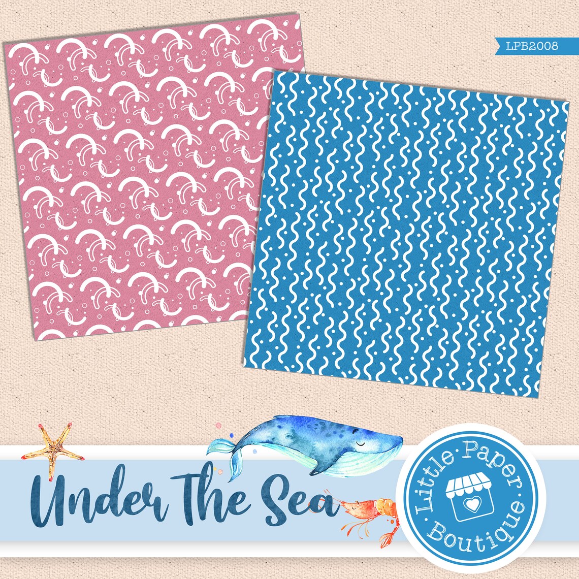 Ocean Friends Marine Life Sea Creatures Digital Paper Pack - Etsy