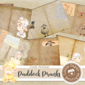 Sheep Lamb Animals, Sheep Digital Junk Journal Kit (FULL KIT) With Scrapbook Printable Papers ...