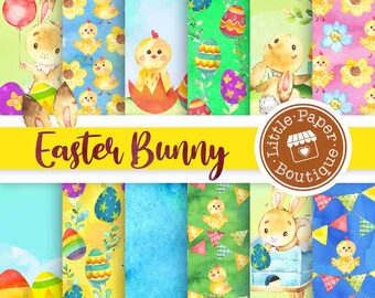Easter Digital Paper Bunny Pattern Carrot Background Chick Easter ...