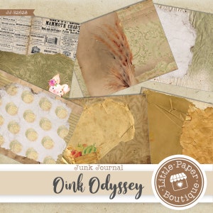 Little Pigs watercolor Classic Digital Junk Journal Kit FULL KIT With Scrapbook Printable Papers ...