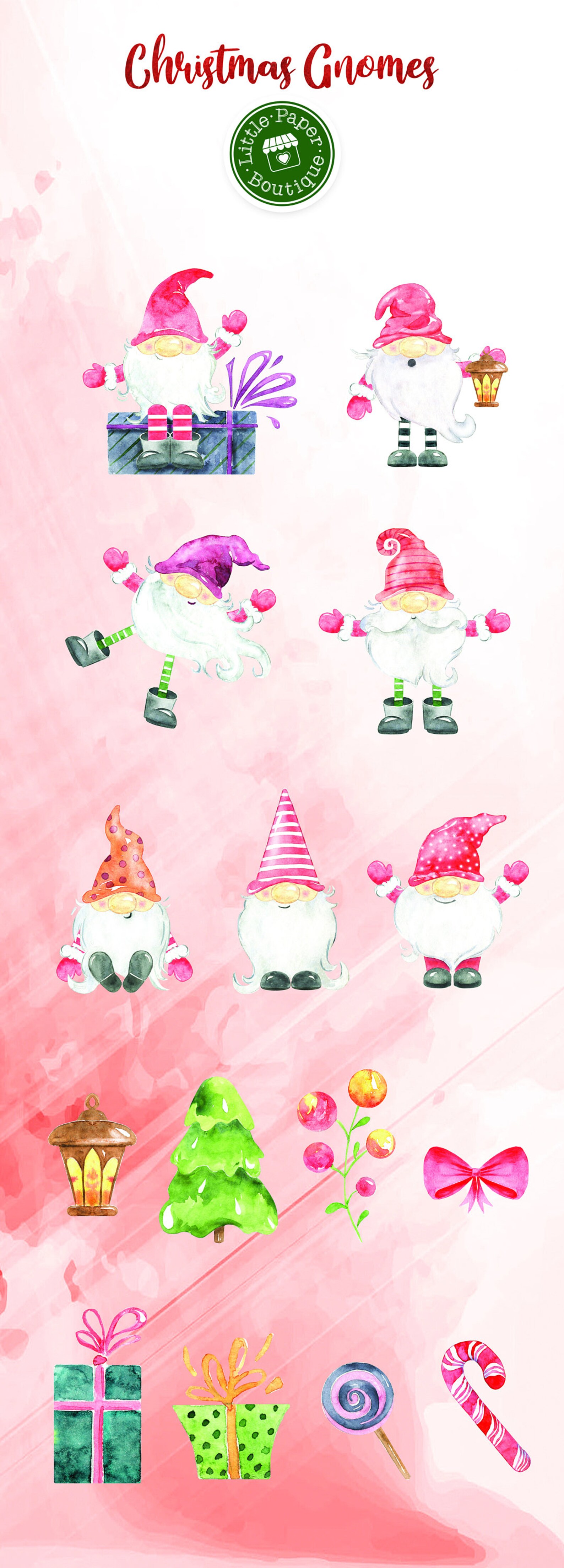 Gnome Clipart Printable Christmas Gnomes Clipart. - Etsy