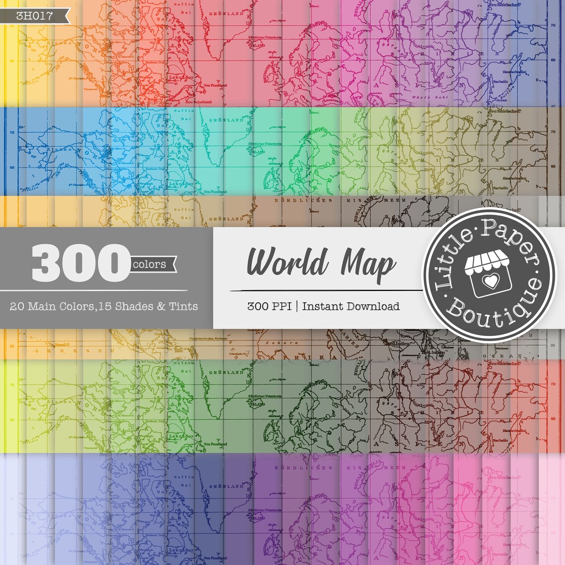 100 Rainbow Maps Textures Digital Paper, Vintage Background, World Maps ...