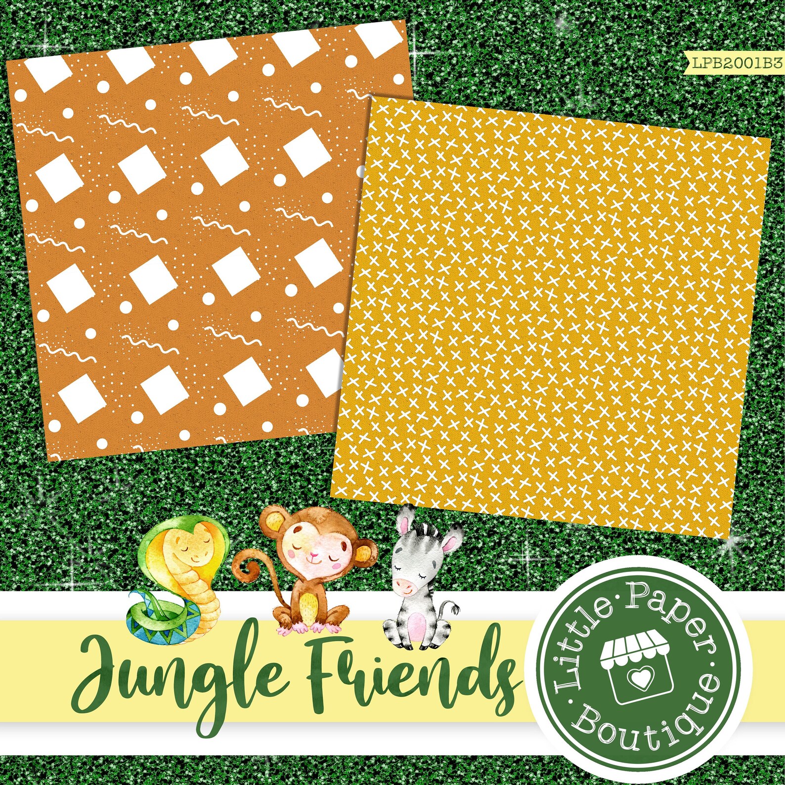 Jungle Digital Paper Pack On safari jungle animals printable | Etsy
