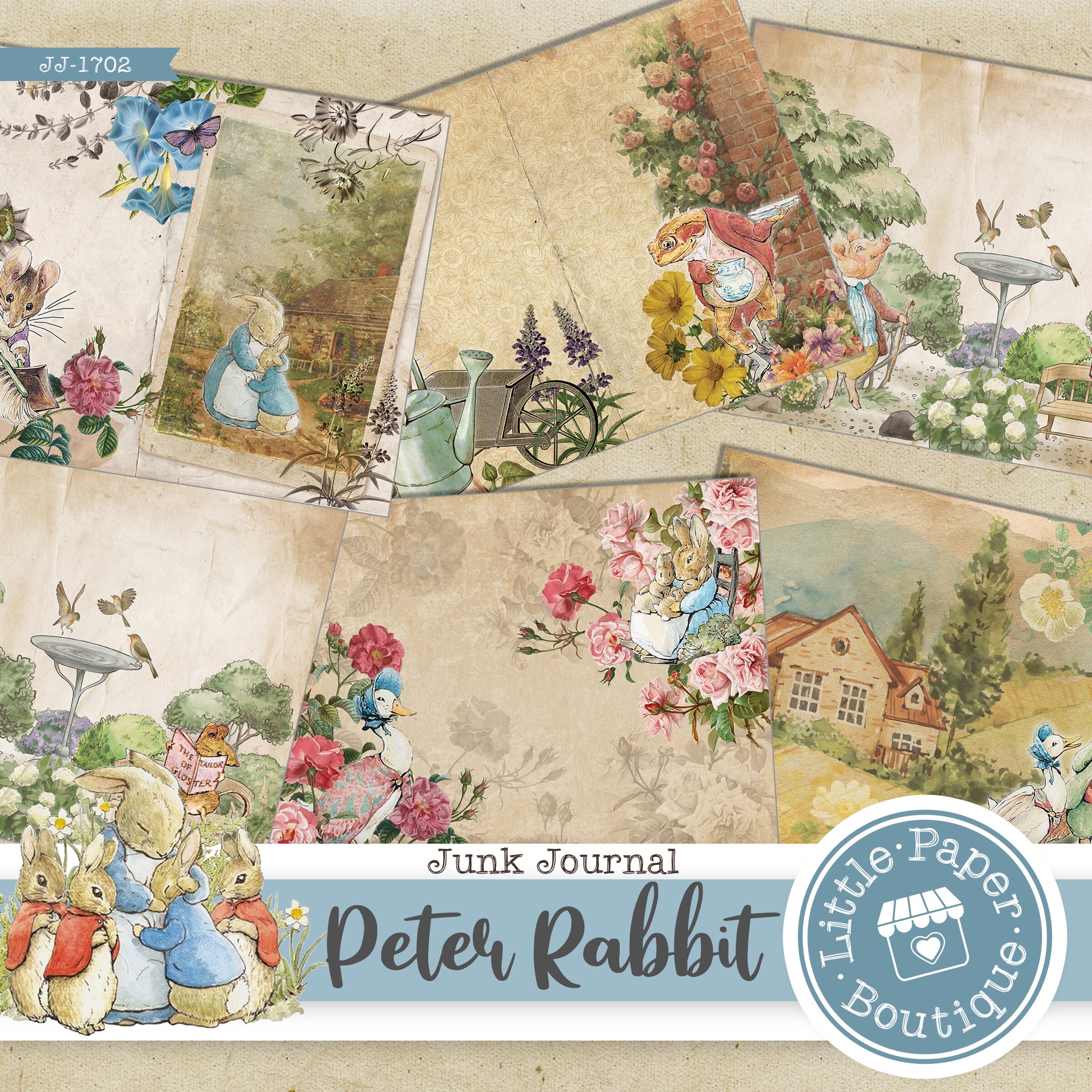 Peter Rabbit by Beatrix Potter Digital Junk Journal Kit (FULL KIT) With ...