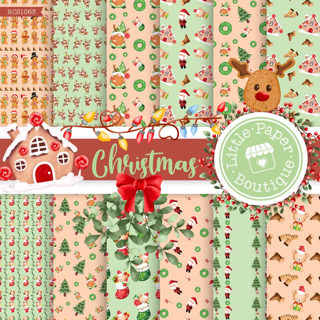 SEAMLESS Vintage Christmas Backgrounds Art Digital Paper. Vintage Xmas ...