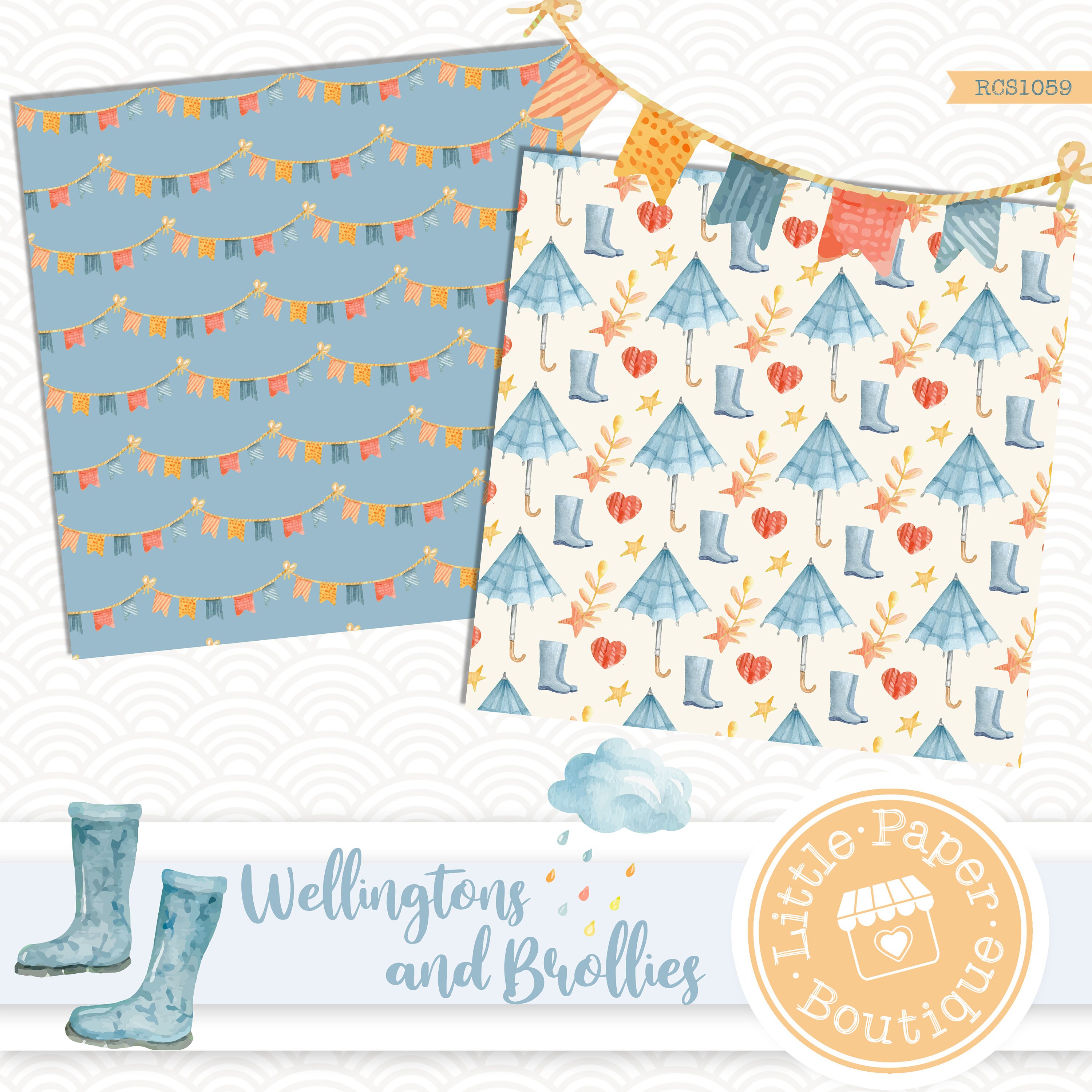 SEAMLESS Umbrella Raining Weather Digital Paper and Clip Art, Wally ...