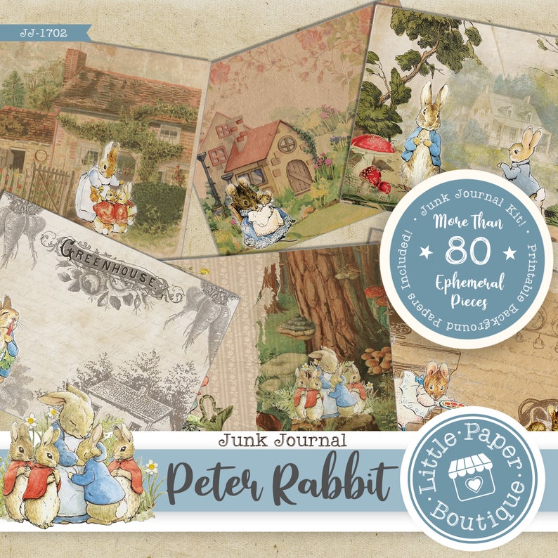 Peter Rabbit by Beatrix Potter Digital Junk Journal Kit (FULL KIT) With ...