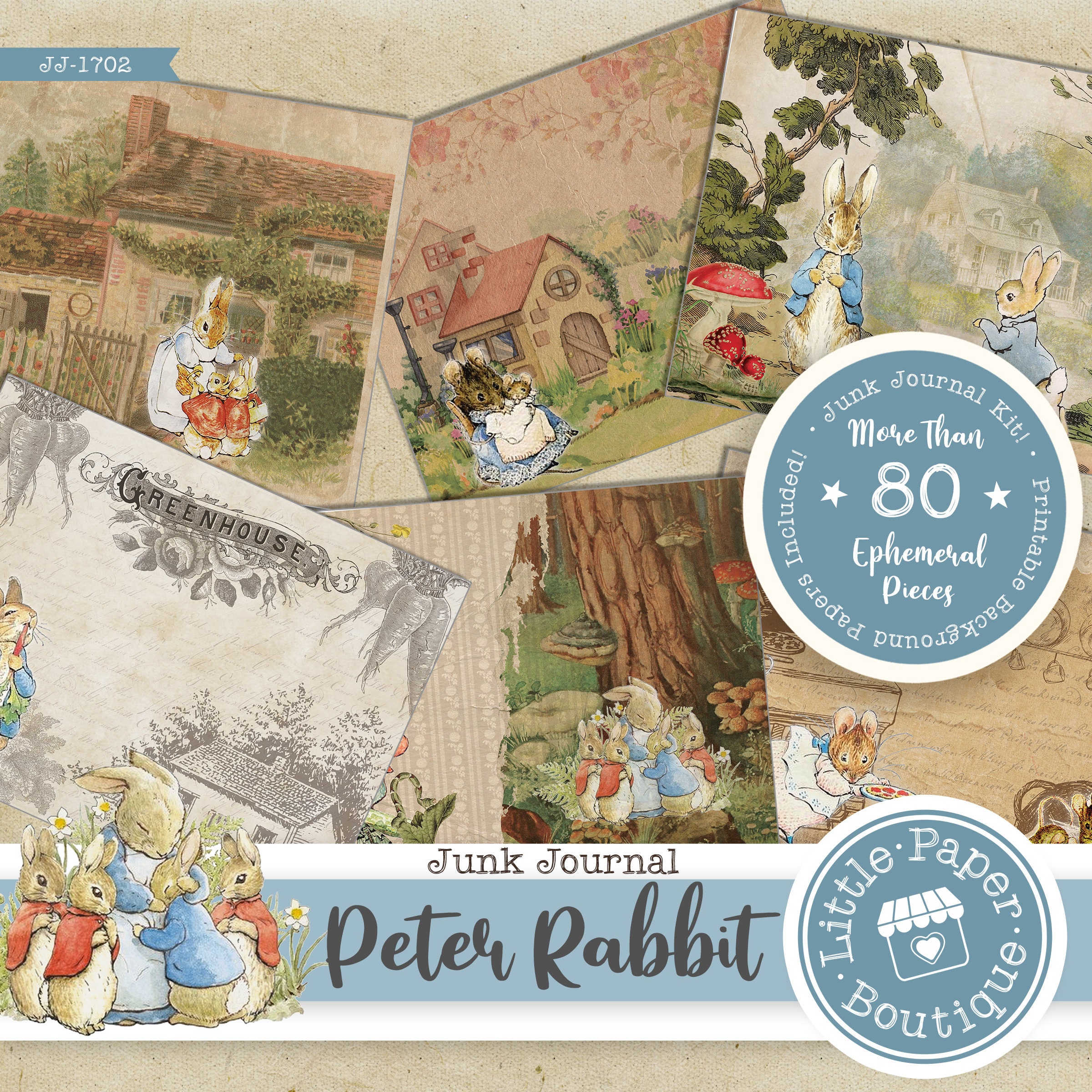 Peter Rabbit by Beatrix Potter Digital Junk Journal Kit (FULL KIT) With ...