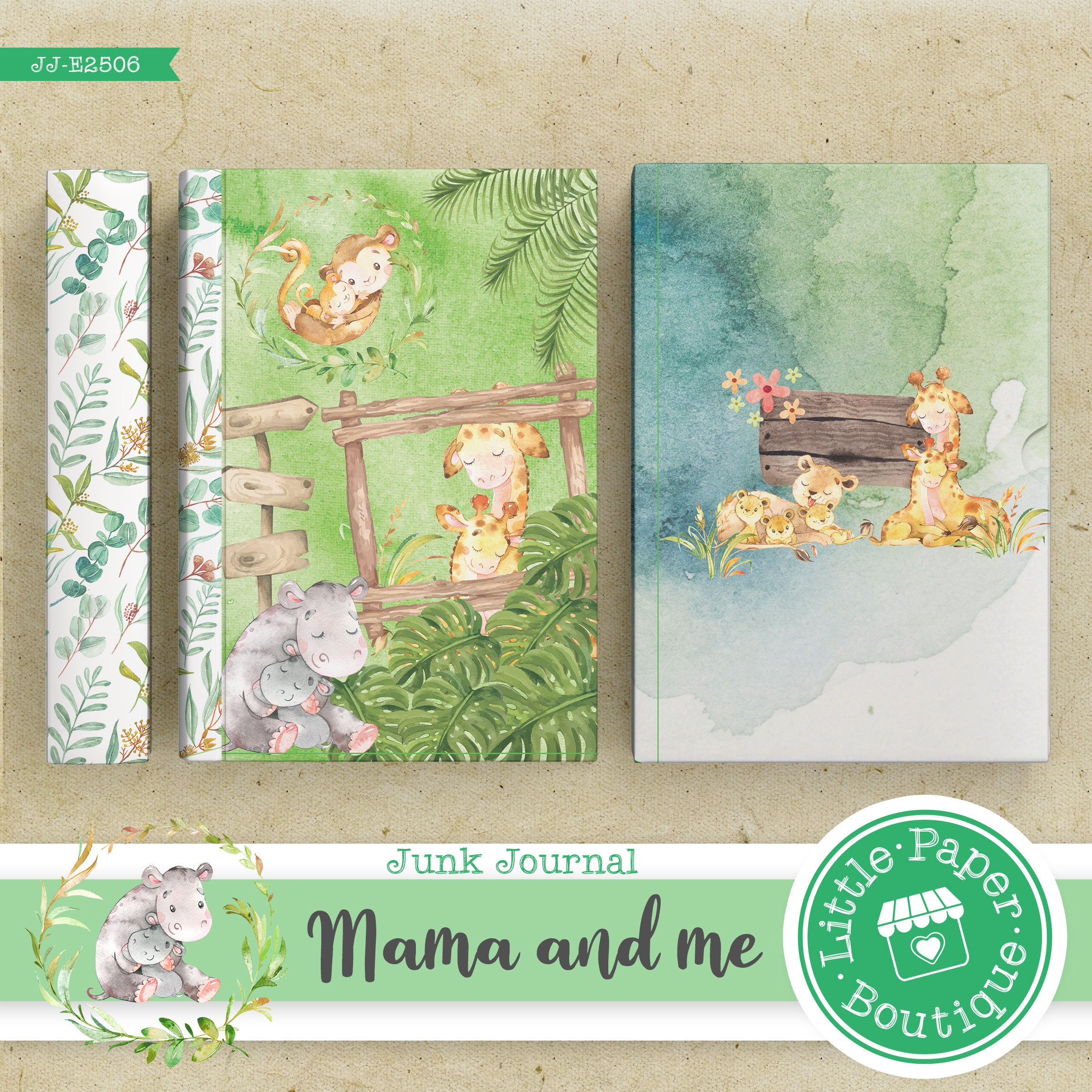 African Safari Animals Giraffe Digital Junk Journal Kit FULL - Etsy