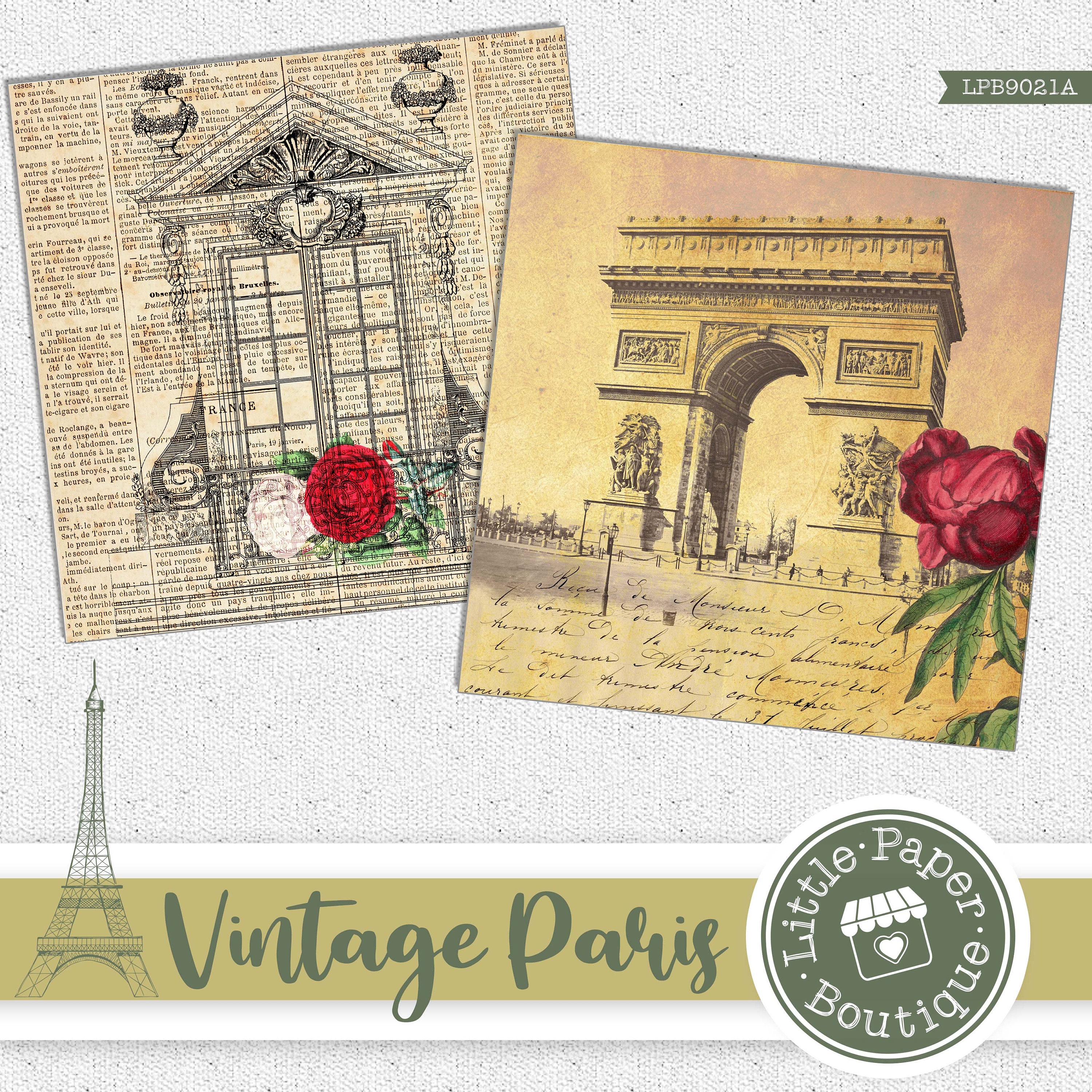 French Digital Paper - French Clipart - Scrapbook Paper, Bonjour Paris ...