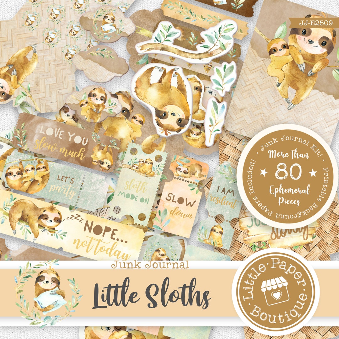 Amazonian Lazy Sloths Digital Junk Journal Kit (FULL KIT) With ...