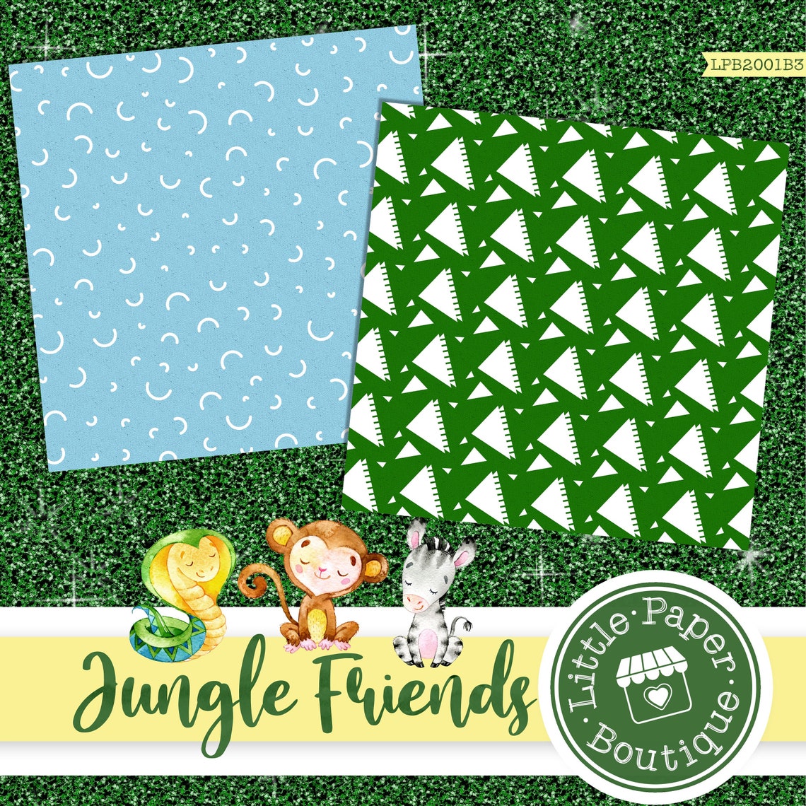 Jungle Digital Paper Pack On safari jungle animals printable | Etsy