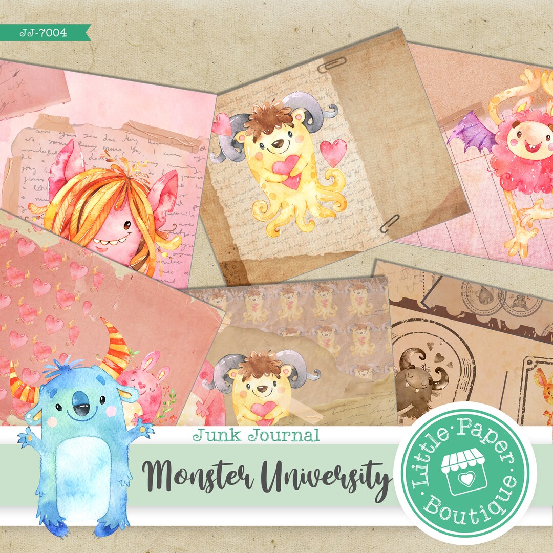Mountain Cute Monster Digital Junk Journal Kit FULL KIT With Scrapbook ...