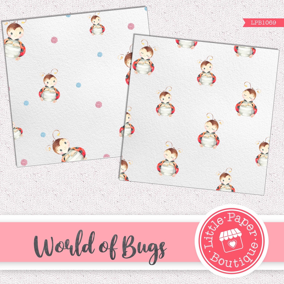 Ladybug Digital Paper Sweet Ladybug Scrapbook Papers | Etsy