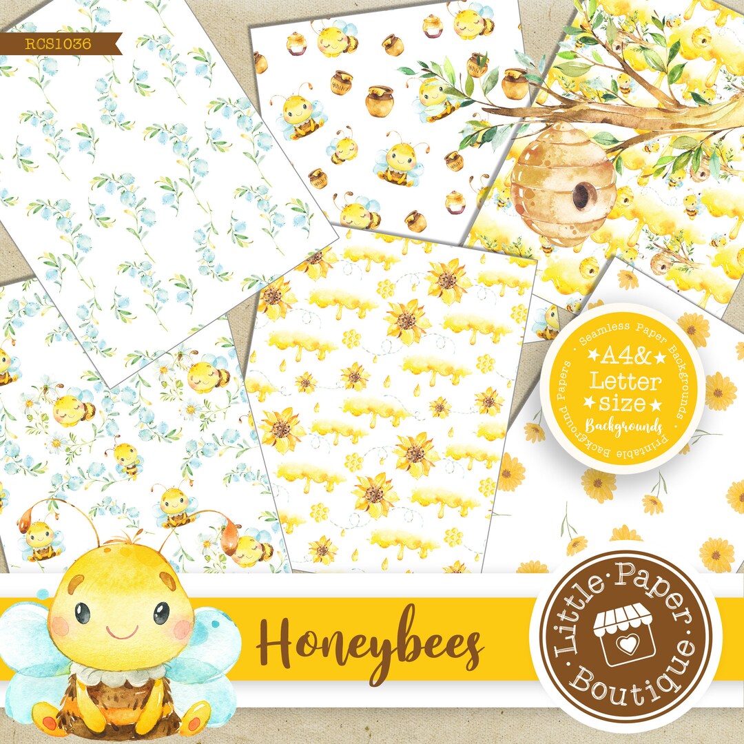 SEAMLESS A4 Letter Busy Bee Digital Paper, Scrapbook Papers, Background ...