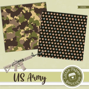 US Army Digital Paper, Army Theme Scrapbook, Military Scrapbook ...