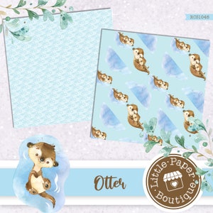 SEAMLESS Otter Scrapbook Papers,watercolor Otters,cute Otters and Sea ...