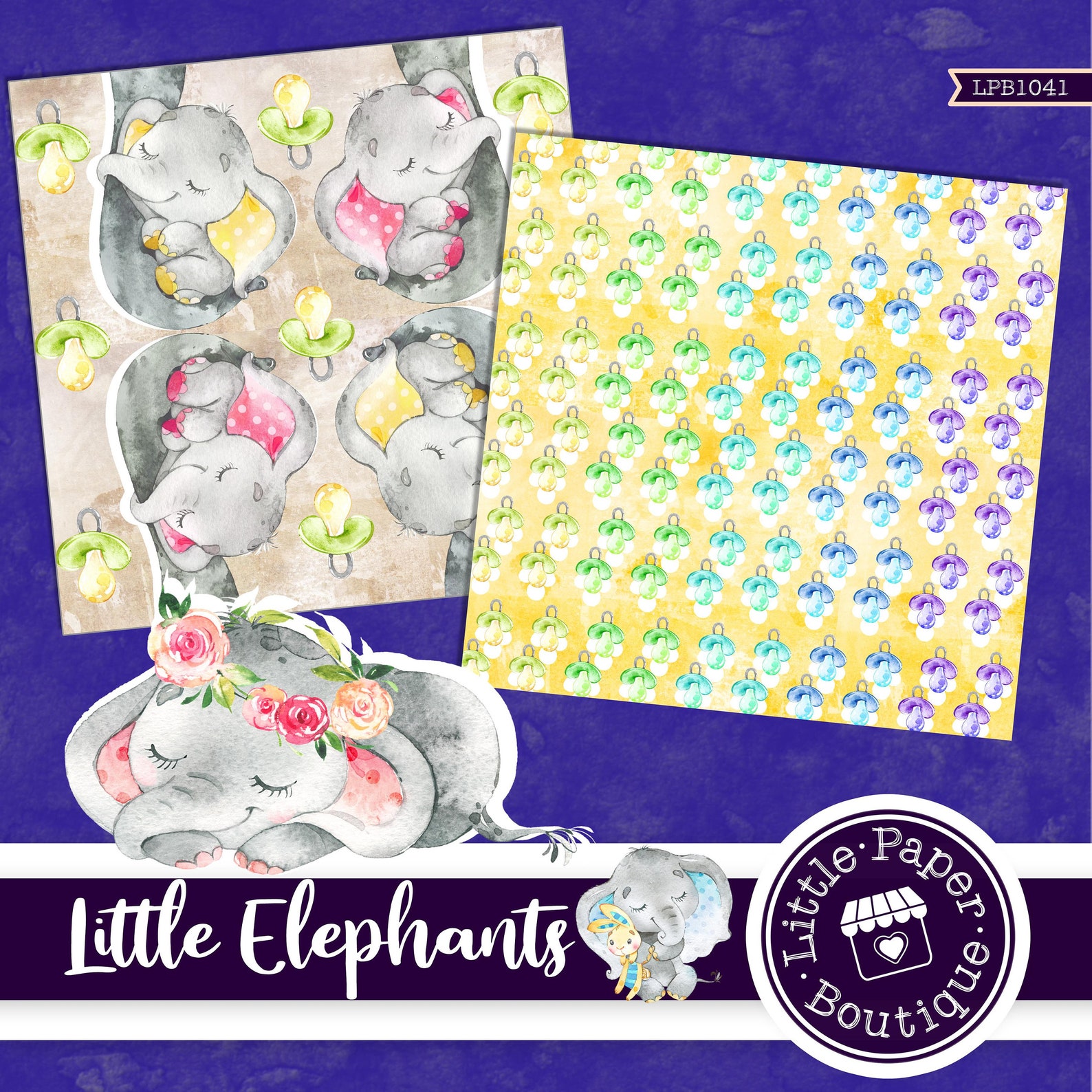 Elephant Digital Paper Baby Elephant Digital Paper Baby - Etsy