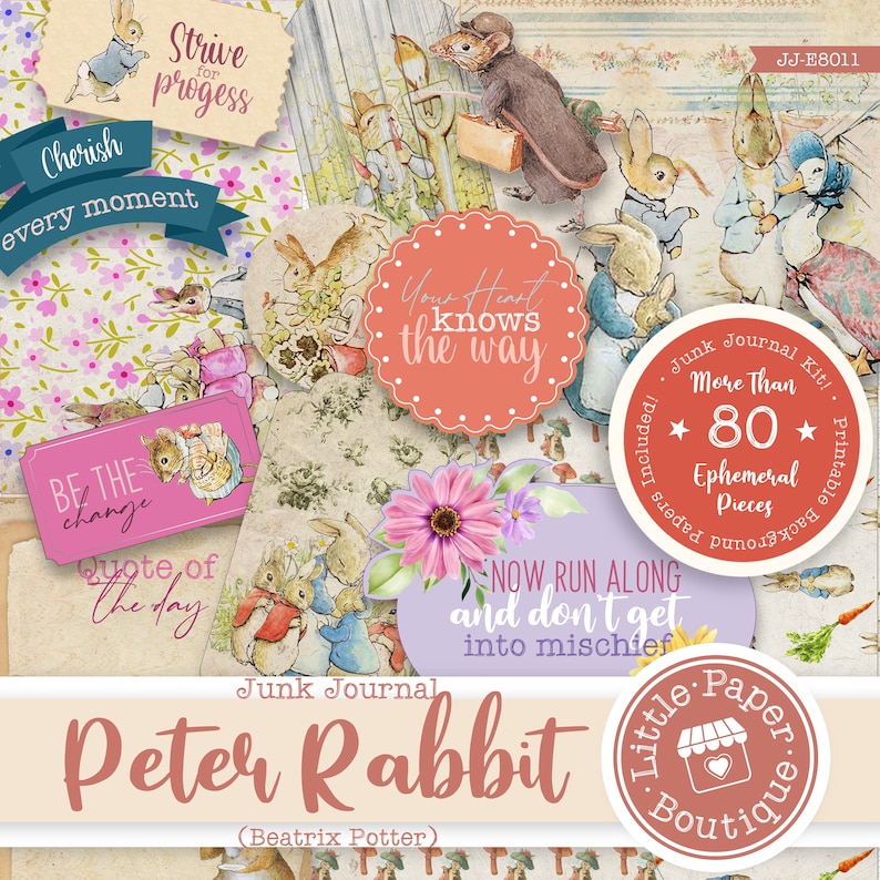 Peter Rabbit by Beatrix Potter Digital Junk Journal Kit FULL - Etsy