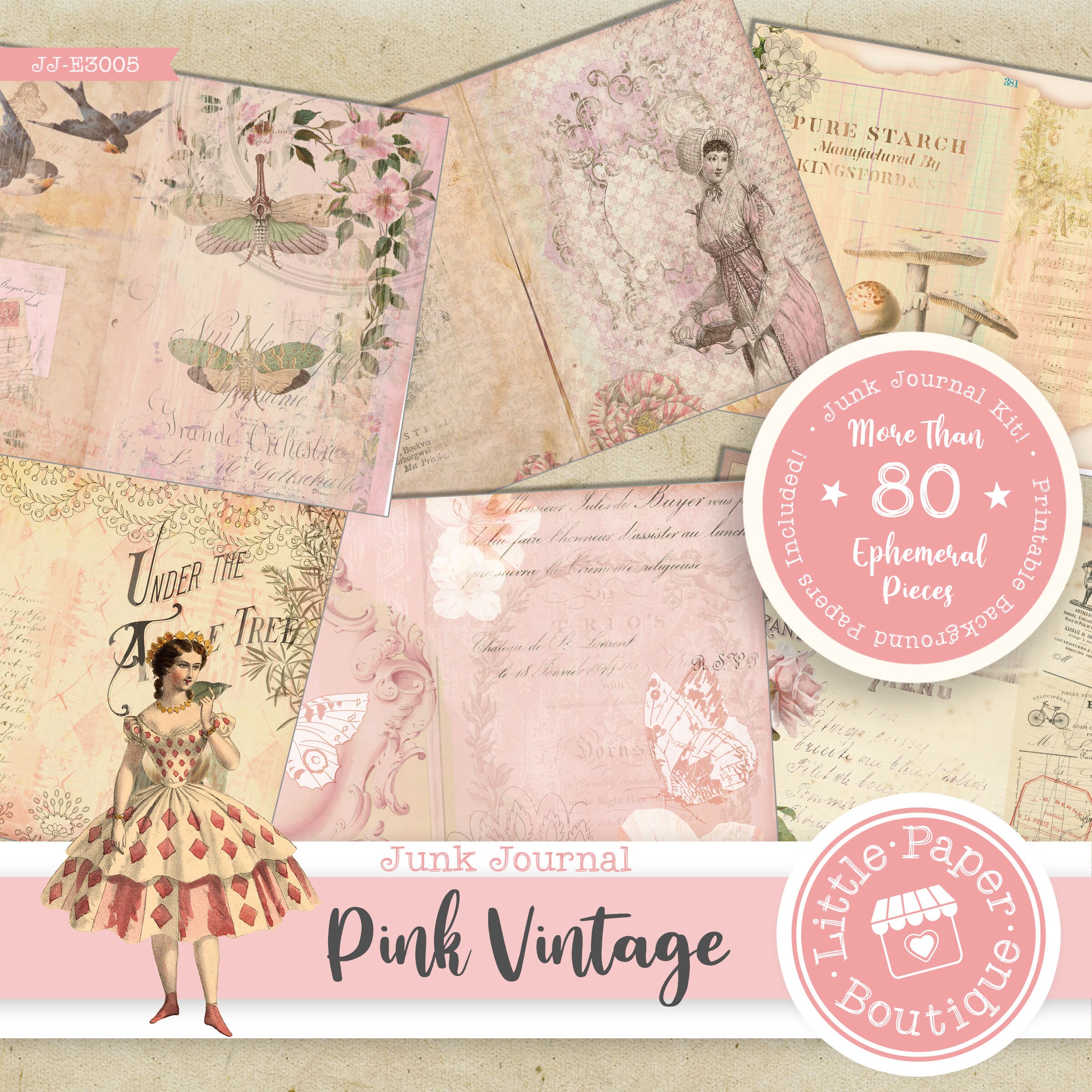 Vintage French Pink Digital Junk Journal Kit FULL KIT With - Etsy