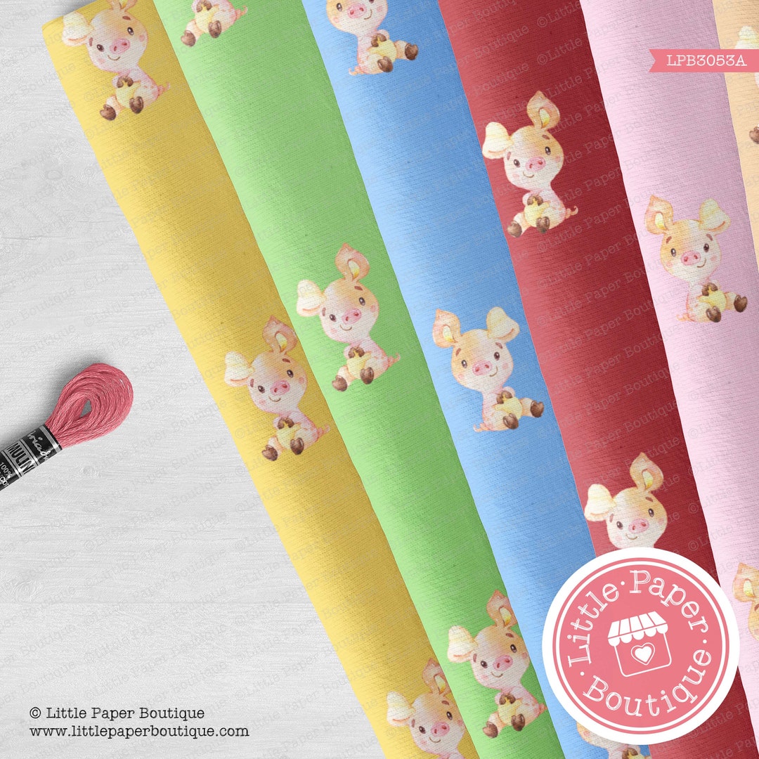Pig Piglet Farmland Digital Paper and Clip Art, Farm Animal Digital ...