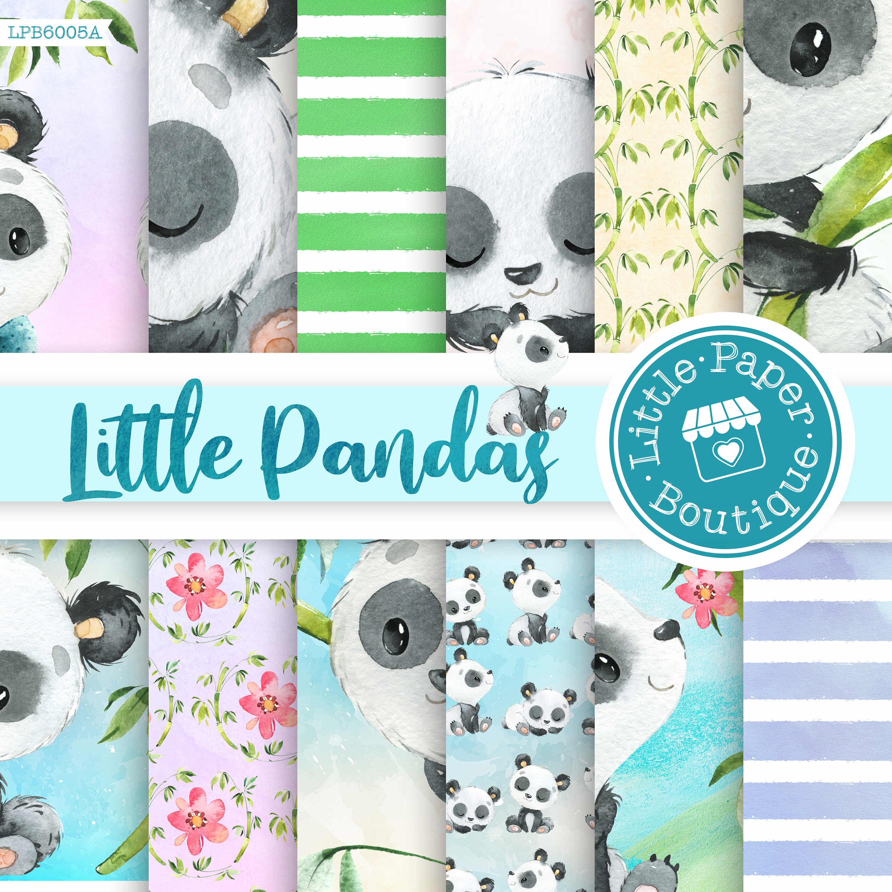 Panda Digital Paper Panda Pattern Spring Digital PaperKids - Etsy España