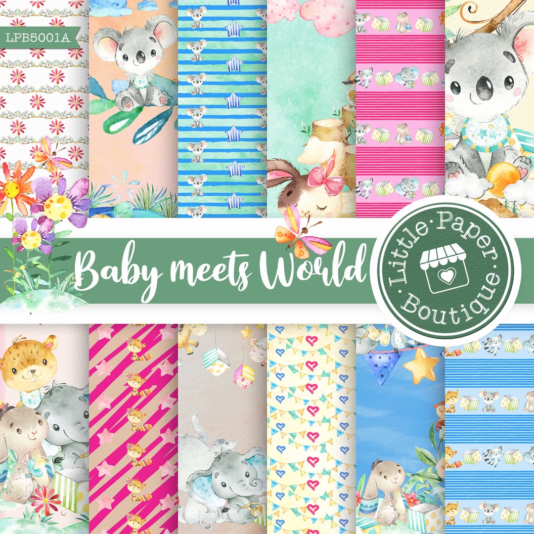 Baby Girl Digital Paper Pack, Vintage Baby Papers Shabby Baby Printable ...
