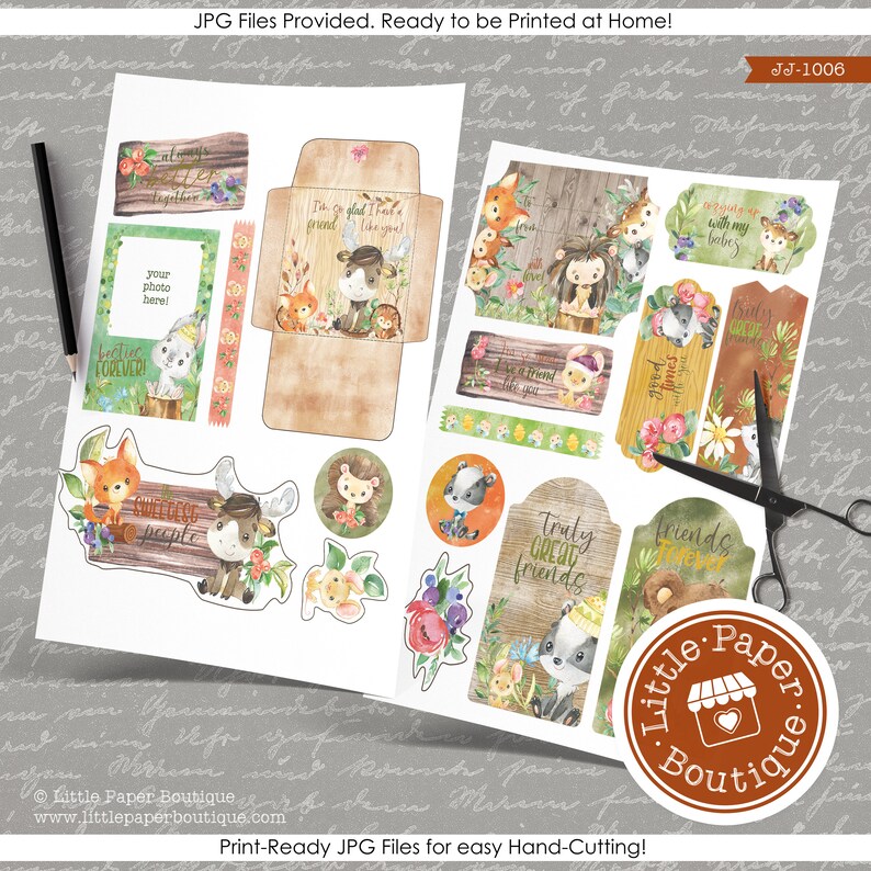 Forest Friends Woodlands Animals Digital Junk Journal Elements Clipart ...