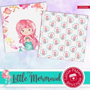 The Little Mermaid, Mermaid Digital Papers, Ariel Paper, Princess ...