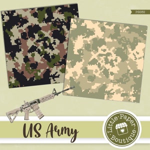 US Army Digital Paper, Army Theme Scrapbook, Military Scrapbook ...