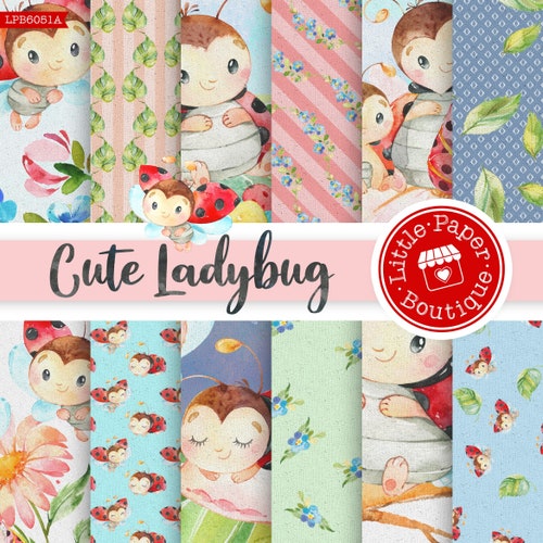 Ladybug Digital Paper Sweet Ladybug Scrapbook Papers - Etsy