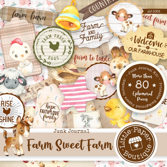 Farm Animals Barn Junk Journal Kit FULL KIT Farmer's - Etsy