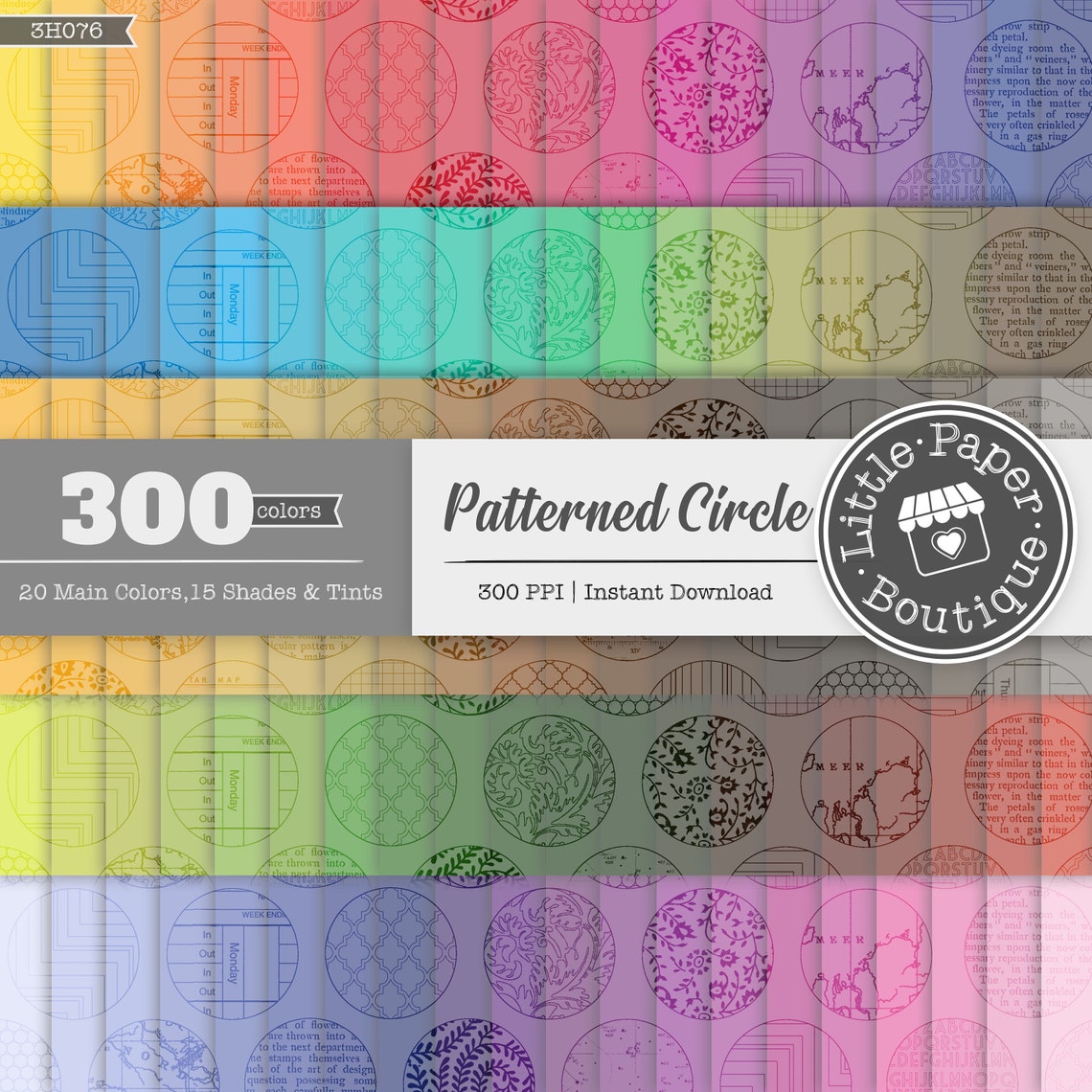 Retro Circles Digital Paper 100 Rainbow Colors Classic Diamond | Etsy