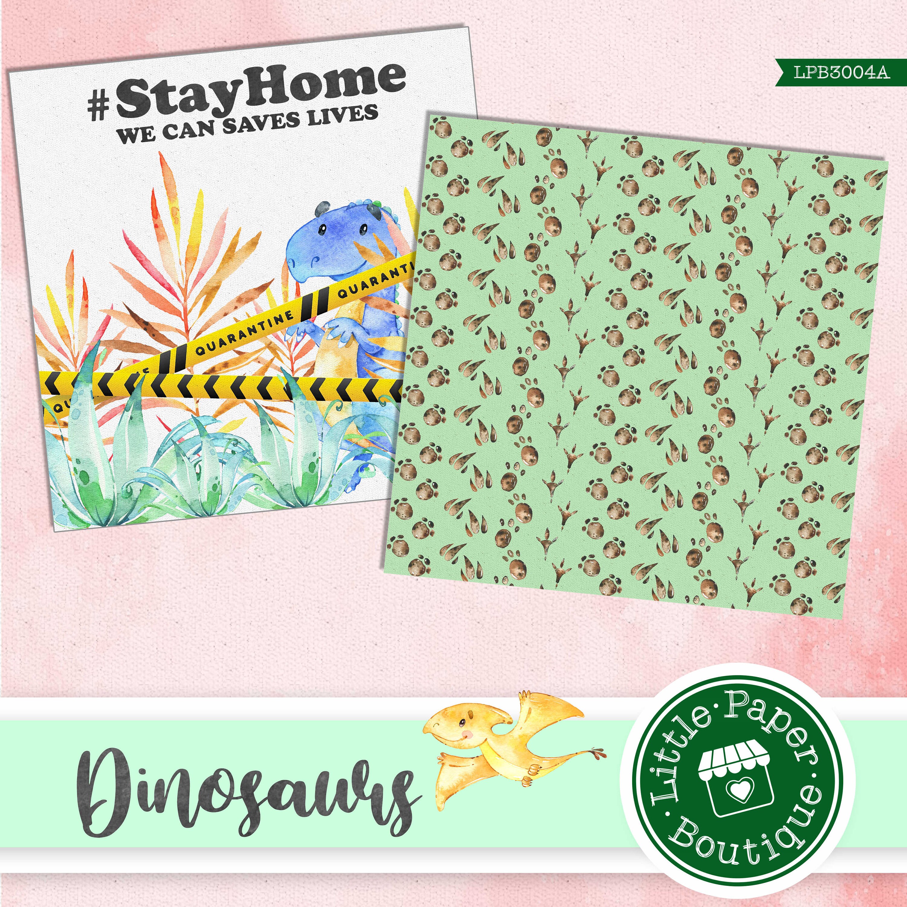 Quarantine Dinosaur Papers Stay Home Social Distancing Tags | Etsy