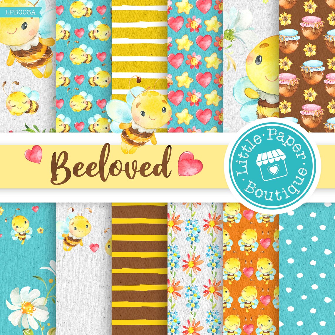 Bumble Bee Digital Papers Honeybee Digital Patterns Bee | Etsy