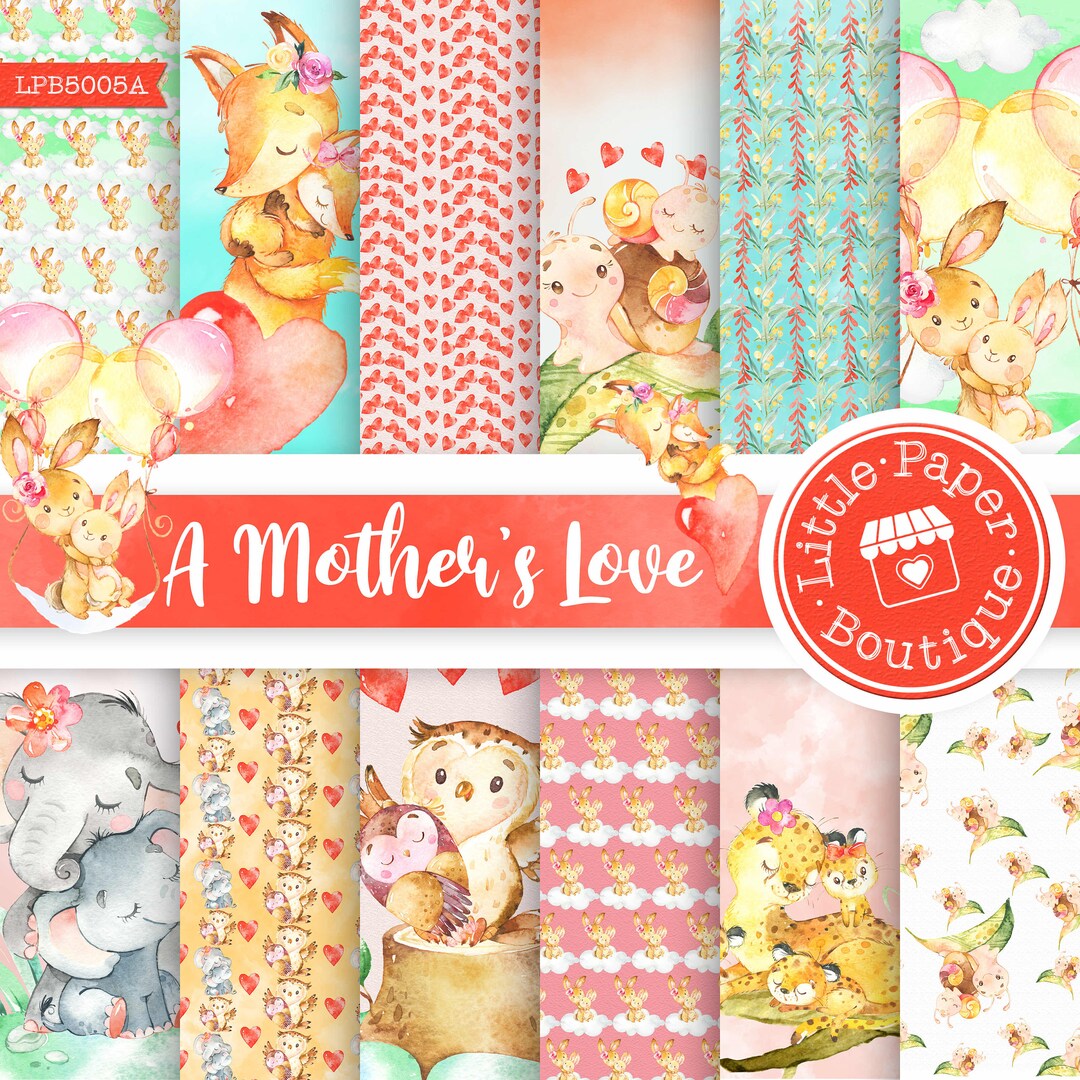 Baby Girl Digital Paper, Mother and Baby, Mommy and Me Digital Paper ...